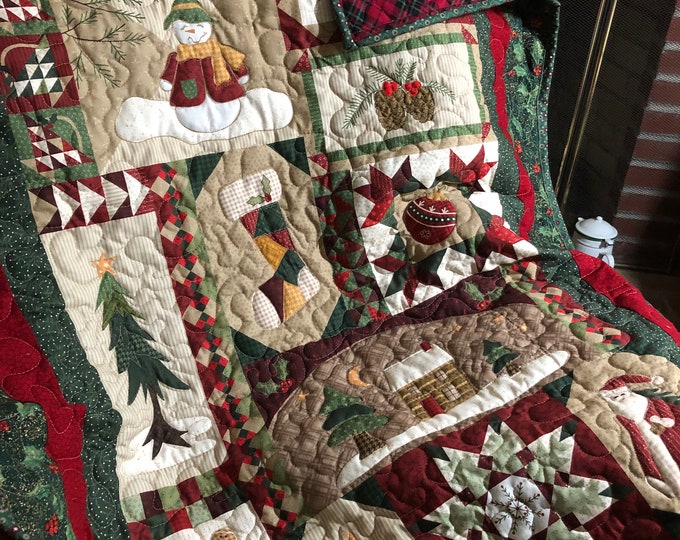Christmas Sampler Quilt, Country Holiday - Couch Throw or Lap Quilt in ...