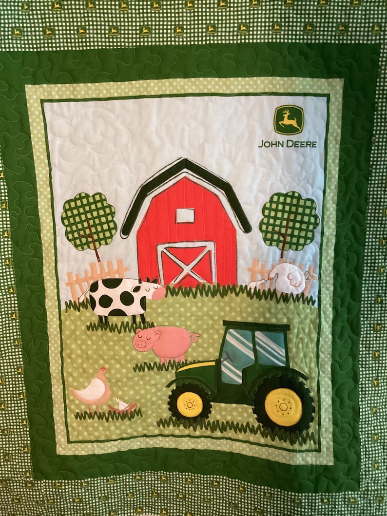 Baby Quilt John Deer Tractor Farm Quilt Backing Pale Blue - Etsy