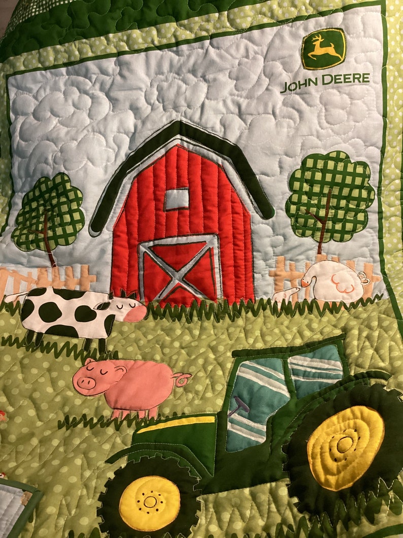 Baby Quilt John Deer Tractor Farm Quilt Backing Pale Blue - Etsy