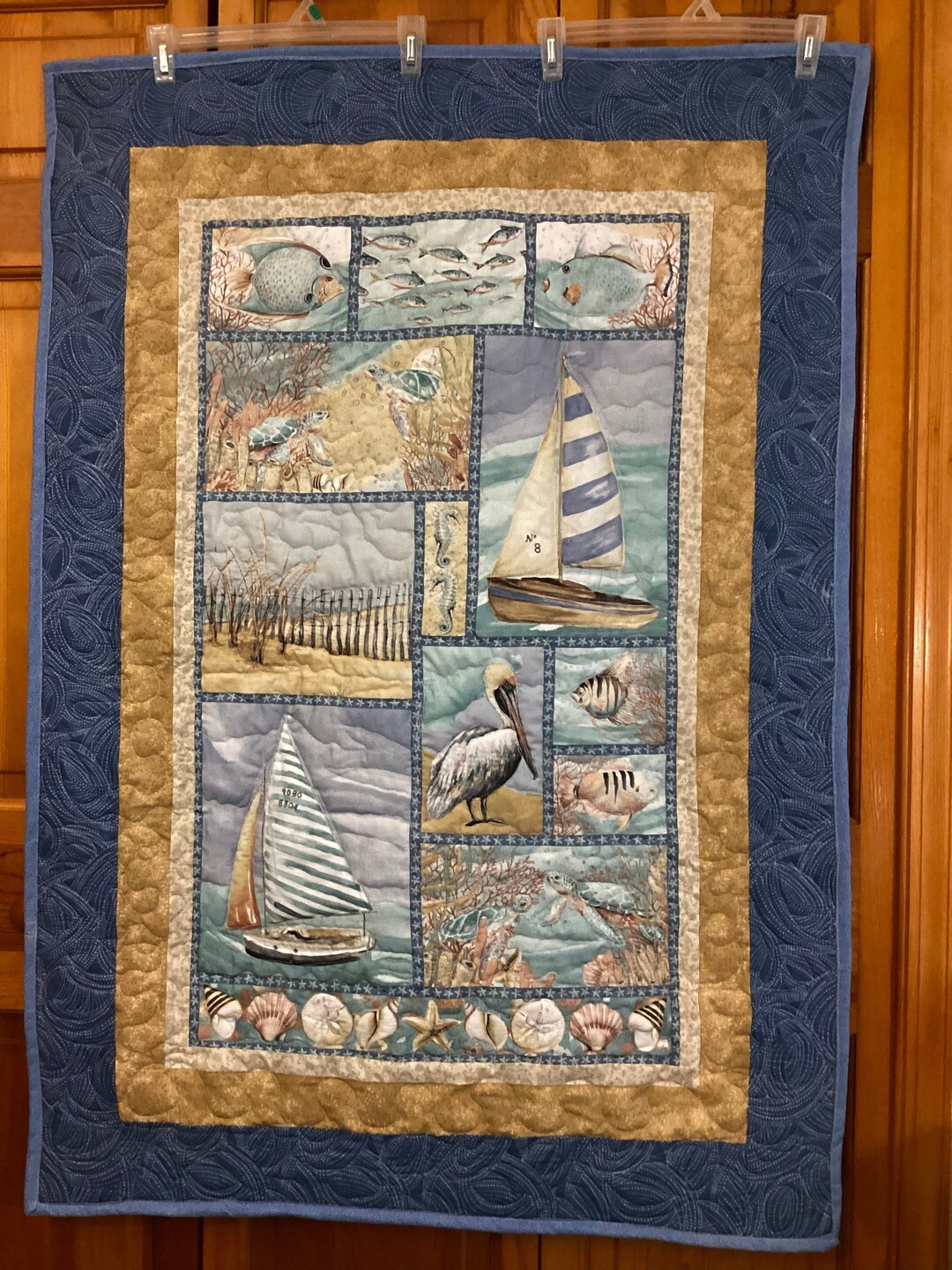 Ocean Beach Couch Throw, Coastal, Nautical Décor. Lap Quilt 35" by 58 ...