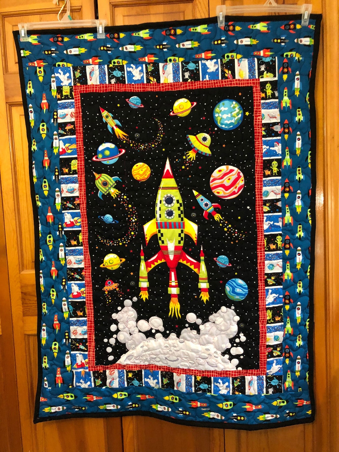 Baby/toddler Space , Rocket Ships Quilt Outer Space Rockets and Planets ...