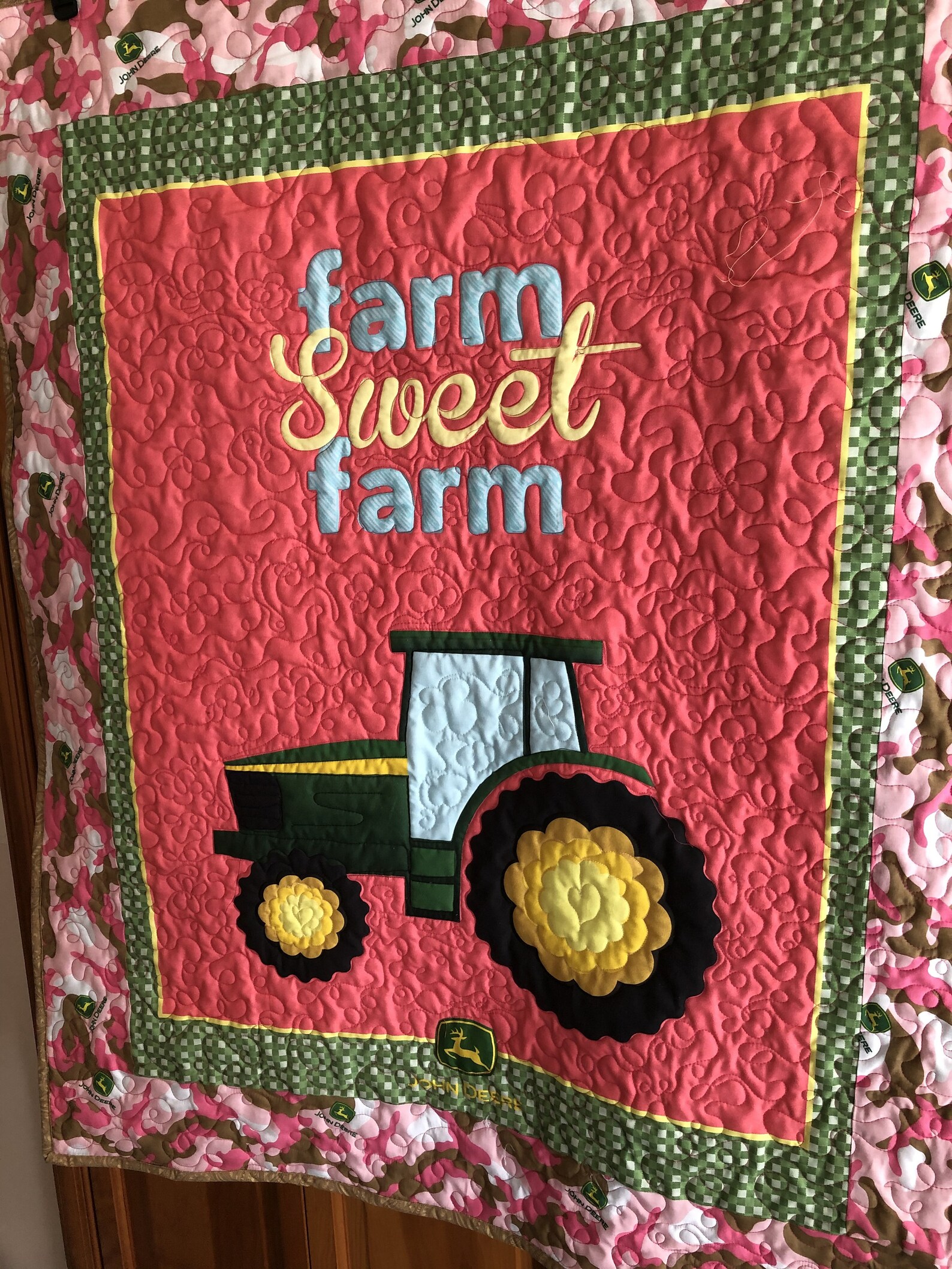 Farm Girl Quilt Baby or Toddler Tractor Quilt Pink Camo | Etsy