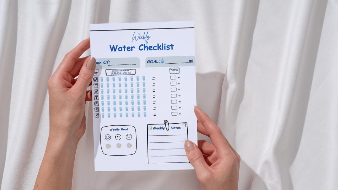 Water Intake Tracker Printable PDF, Hydration, Daily Log, Water ...
