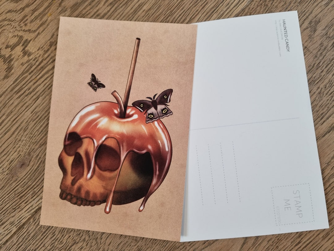 Haunted Candy Apple - Original Art - Postcard - Etsy