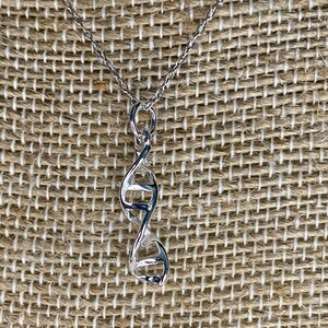 Silver DNA Double Helix Necklace for Women, Sterling Strand Molecule ...