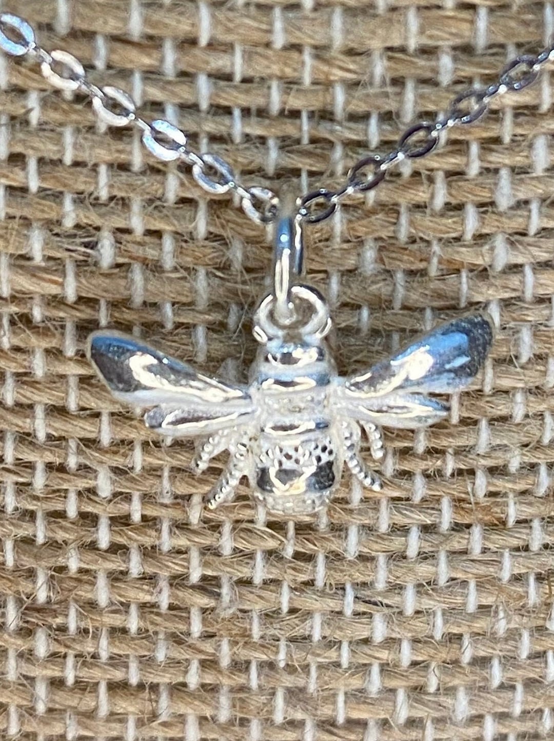 Silver Tiny Bumblebee Pendant Necklace for Women, Sterling Dainty BOHO ...
