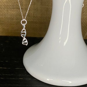 Silver DNA Double Helix Necklace for Women, Sterling Strand Molecule ...