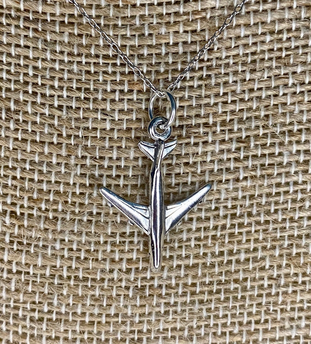 Silver Jet Airplane Necklace for Women, Sterling Handmade Detailed ...