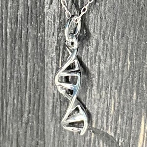 Silver DNA Double Helix Necklace for Women, Sterling Strand Molecule ...