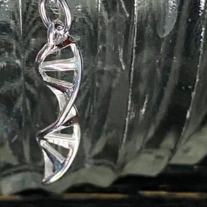 Silver DNA Double Helix Necklace for Women, Sterling Strand Molecule ...