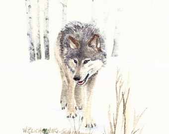 Assorted Wolf Note Cards 5 X 7 Set of Five Watercolor Painting | Etsy