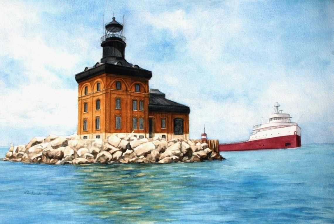 Set of 5 Great Lakes Lighthouse Watercolor Reproductions - Etsy