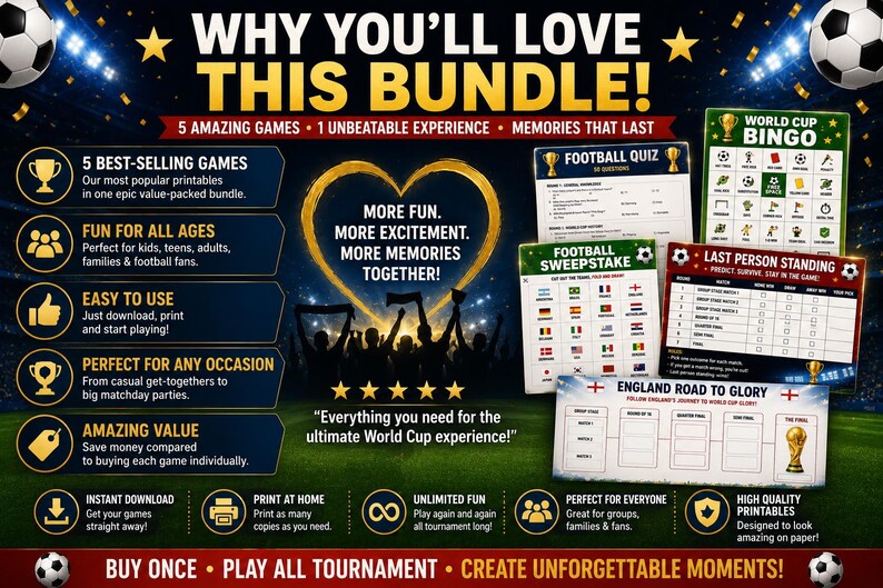 World Cup 2026 Games Bundle | Football Quiz, Bingo, Sweepstake (PDF ...