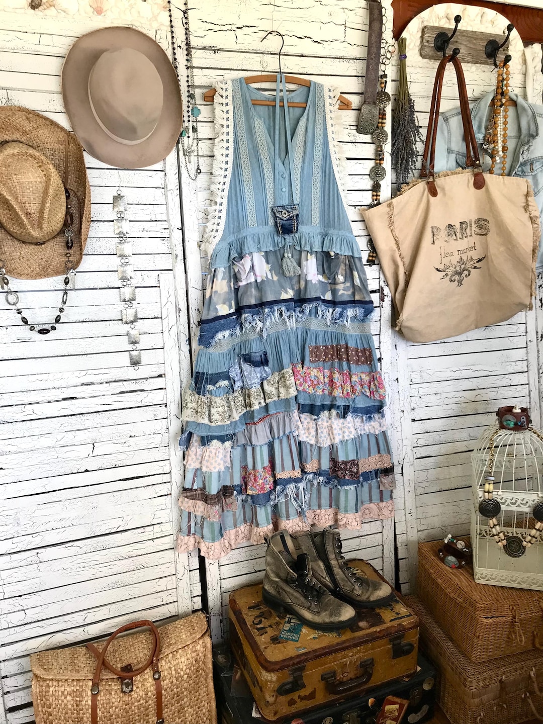 Seaside Gypsy Dress L/XL, Ruffled, Tiered, Tattered, Ripped, yet ...