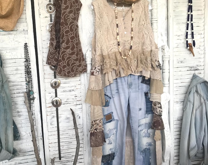 Hi-low Lace Top M/L/XL, Rustic Cottage Core, Boho Cowgirl, Hand Dyed to ...