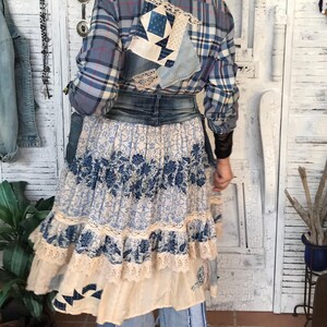 Blue Flannel Duster M, Boho, Cowgirl, Cottage, Midi Length, Blue and ...