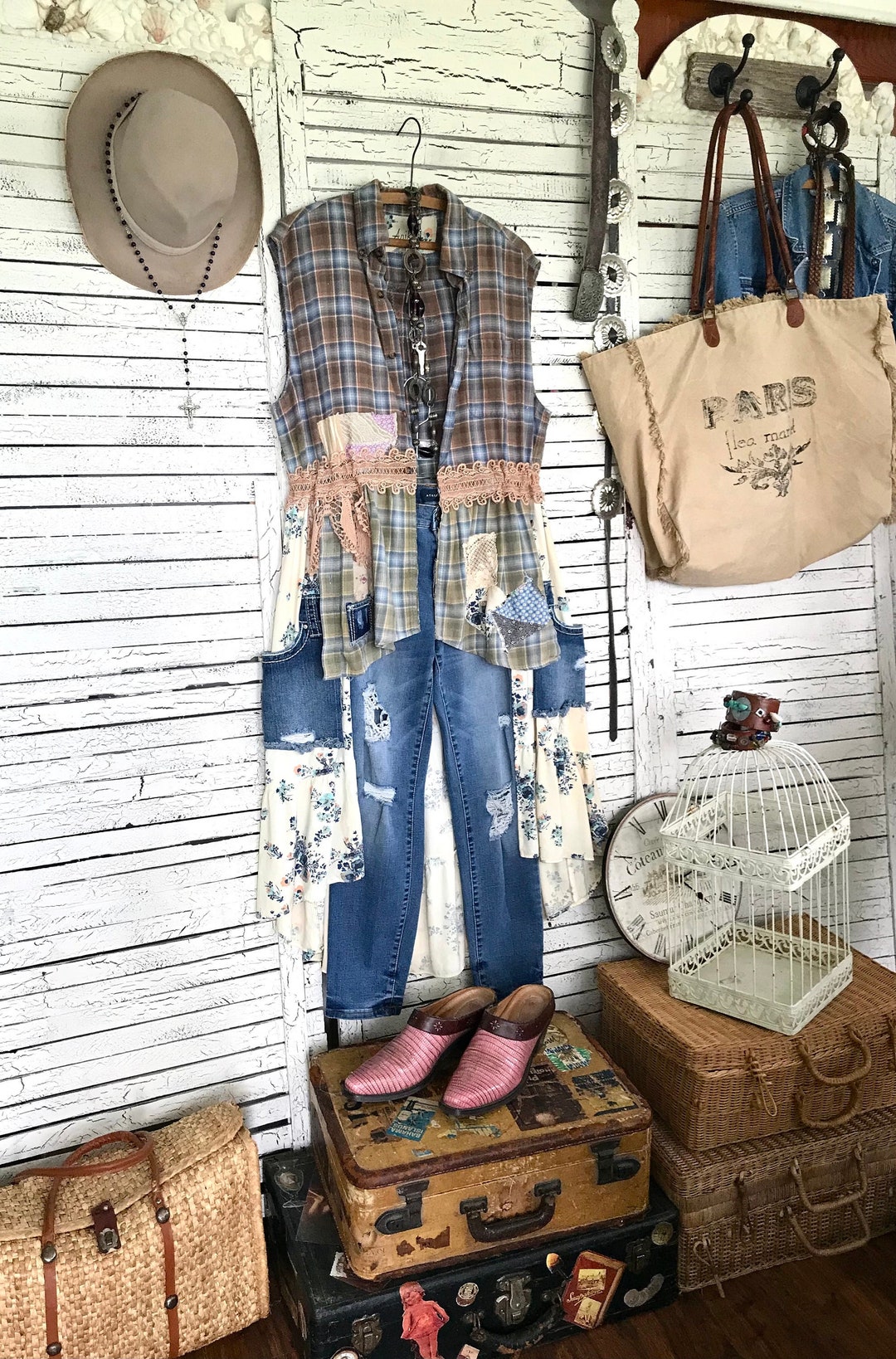 Hi-low Duster Vest S/XL, Adjustable Waist, Rustic Cowgirl, Prairie ...