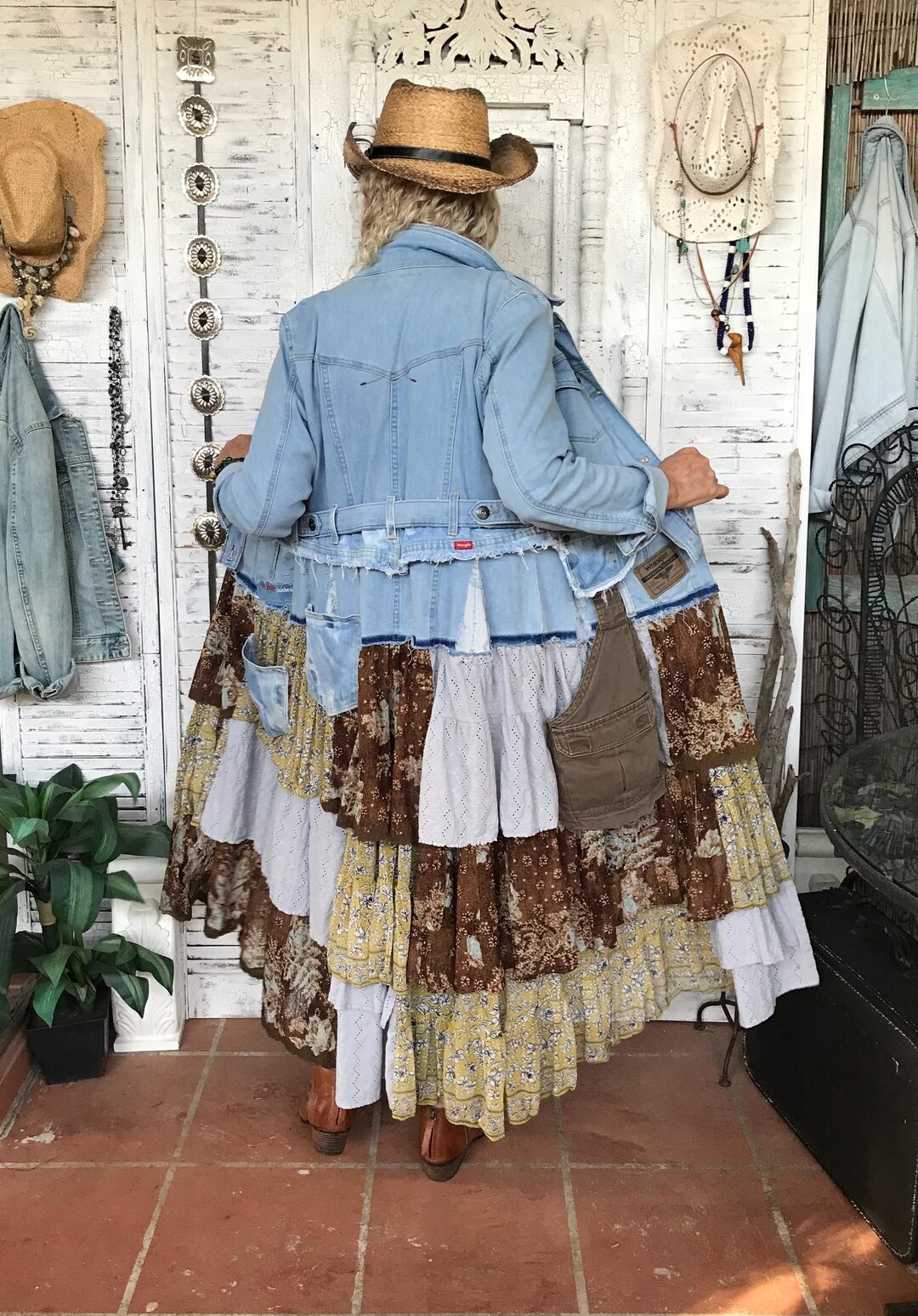 Wrangler Jeans Duster Coat M/L, Upcycled Coat, Stretch Denim ...