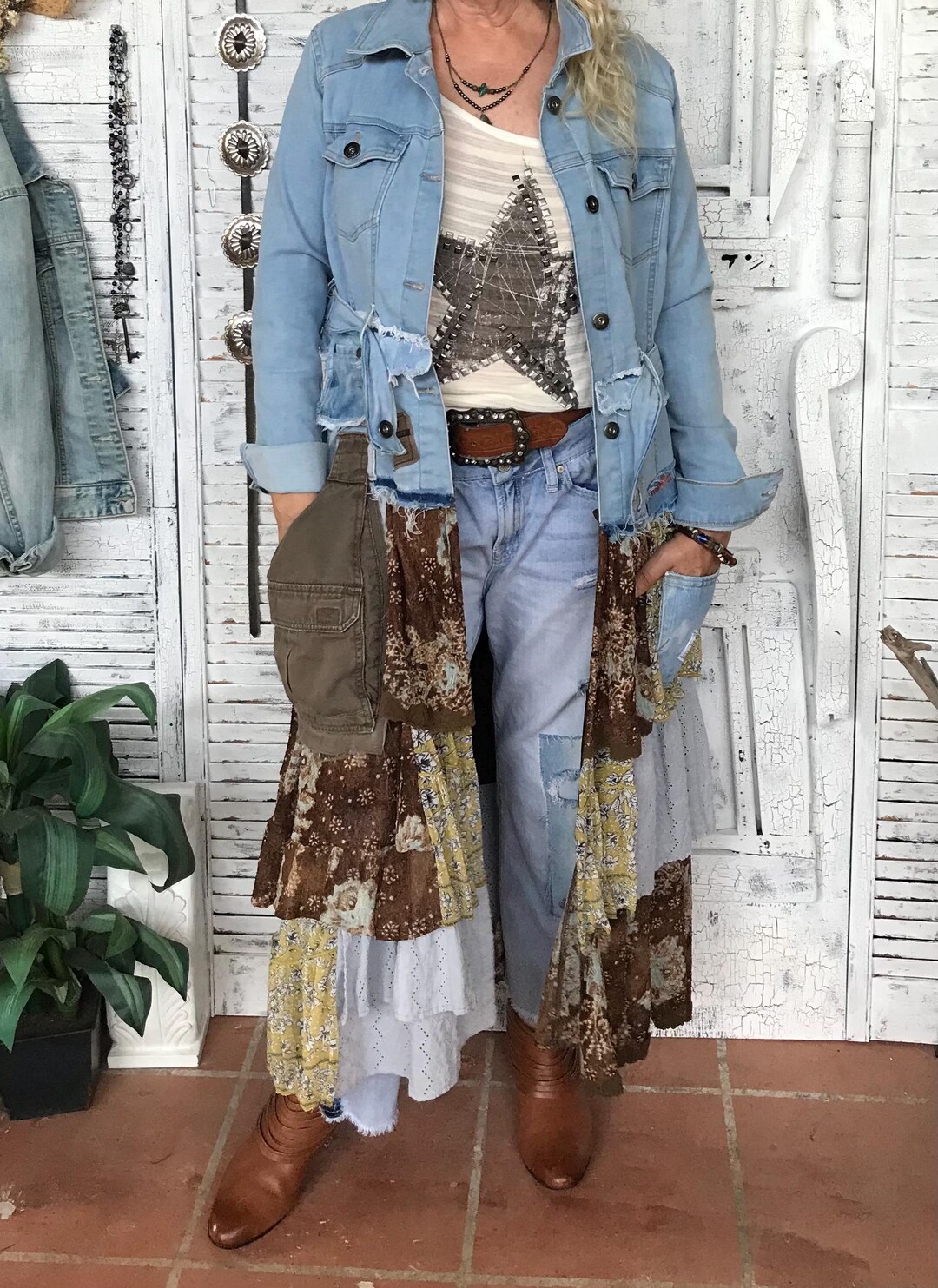 Wrangler Jeans Duster Mantel M/L, Upcycling Mantel, Stretch Denim ...