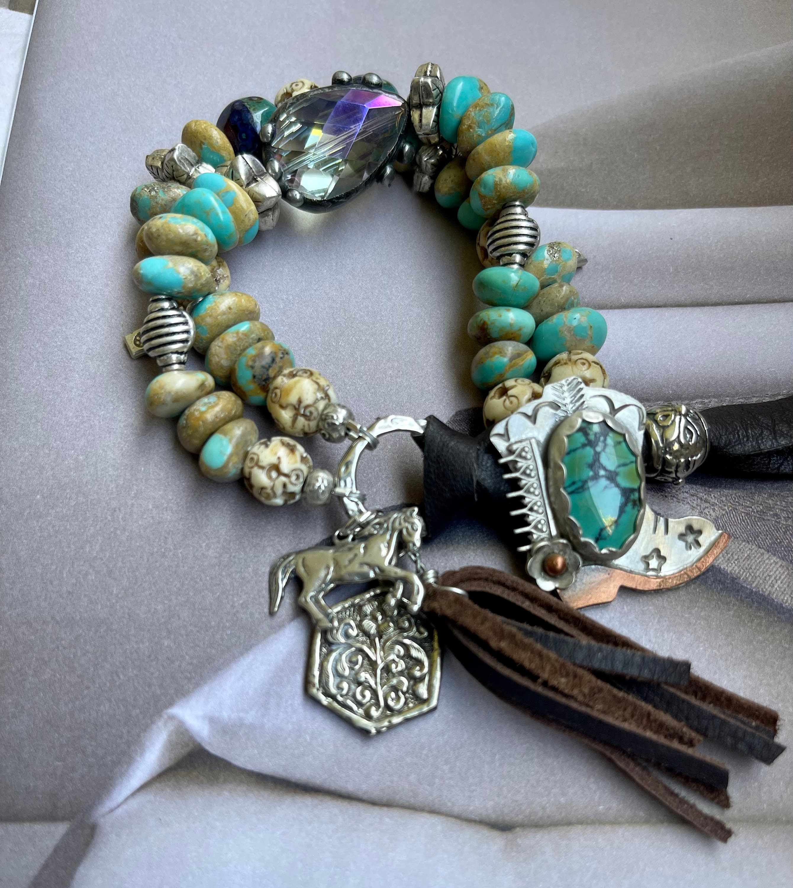 Rodeo Cowboy Boot Campitos Turquoise Beaded Boho Bracelet - Etsy