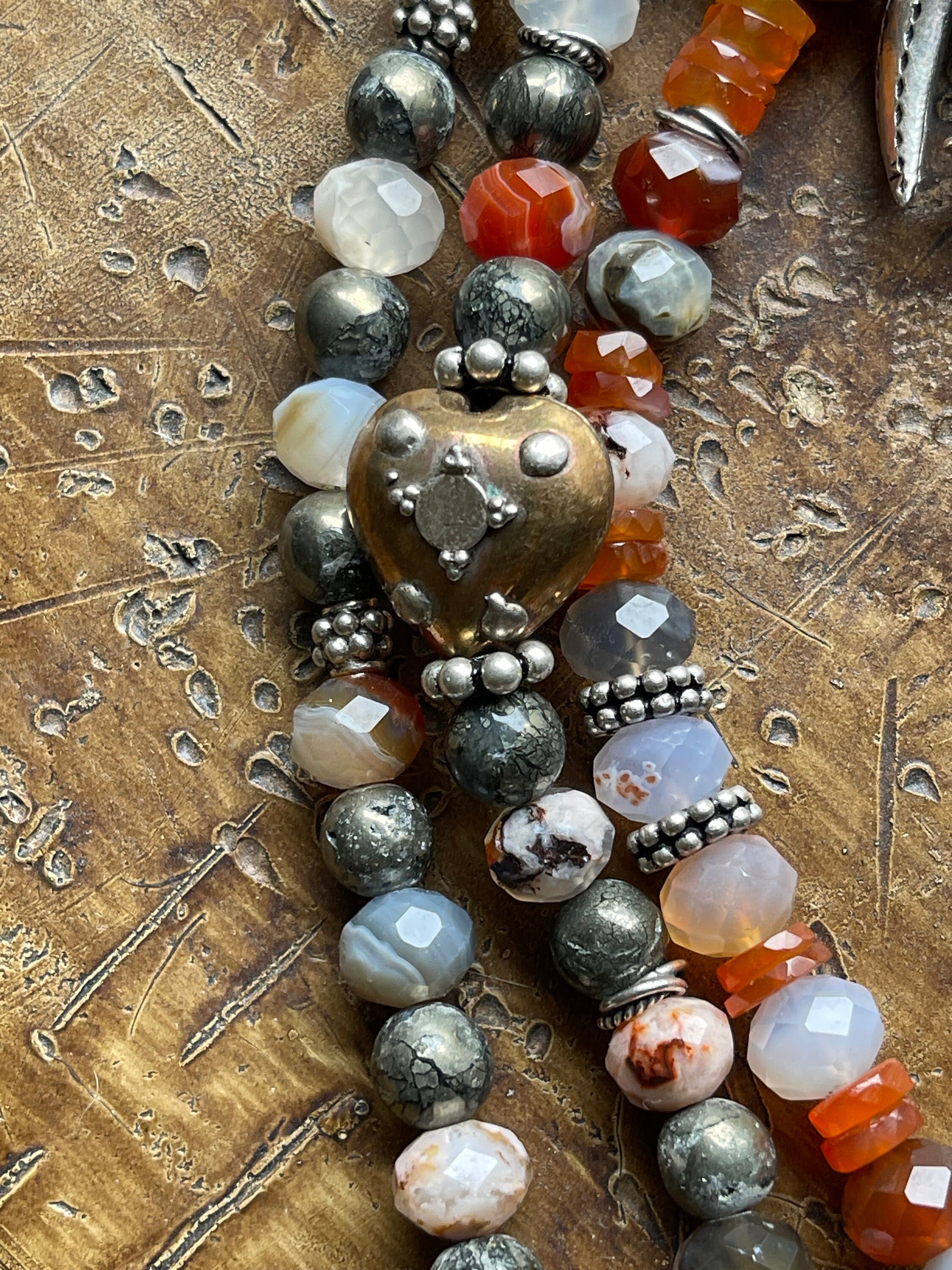 Tropical Beaded Boho Bracelet, Fossil Coral Artisan Button, Carmen ...
