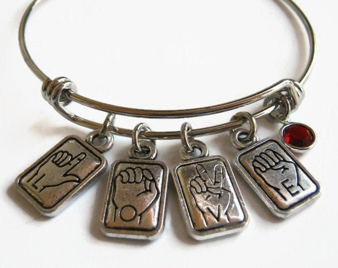 Personalized Sign Language Bracelet, Expandable Bangle Bracelet ...