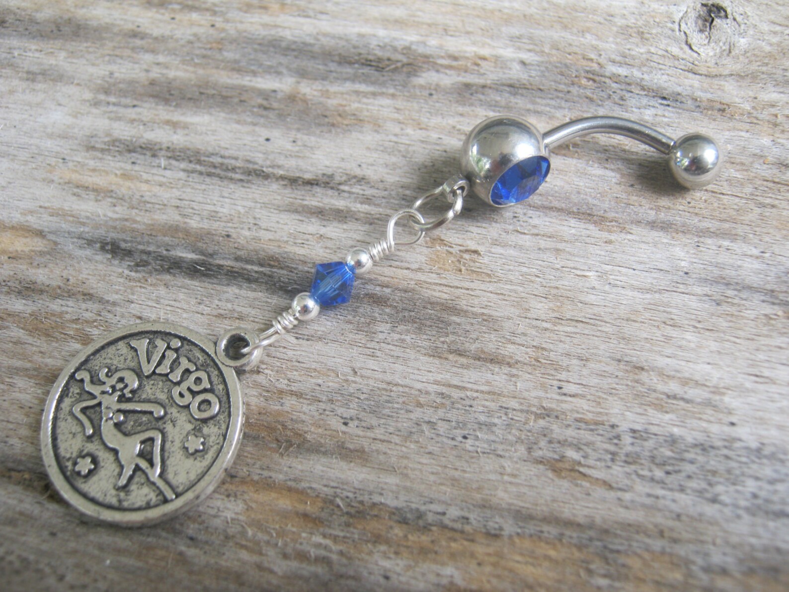 Virgo Belly Ring, Belly Button Jewelry, Personalized Piercing, Sapphire ...
