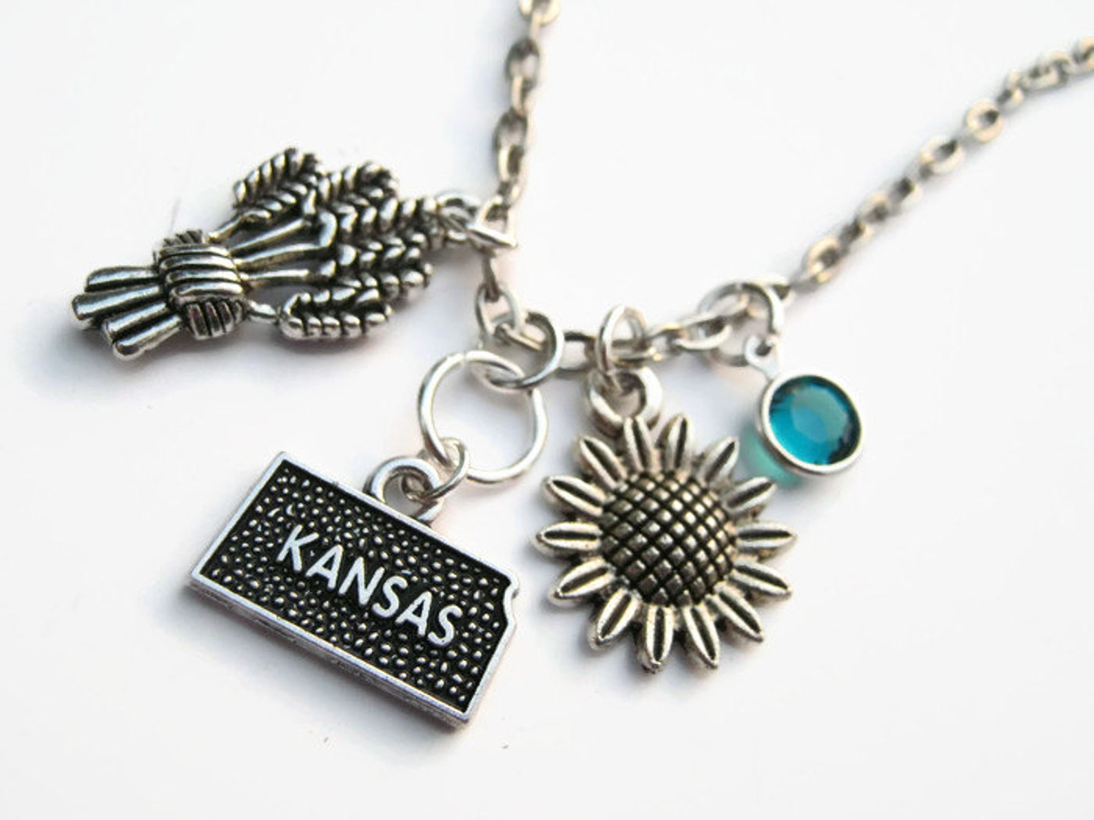 Kansas Necklace US State Map Necklace Sunflower Jewelry - Etsy