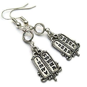 Ten Commandments Birthstone Earrings, Personalized Religious Earrings ...