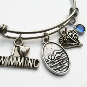 Personalized Swim Bracelet, Expandable Bangle Bracelet, Stainless Steel ...