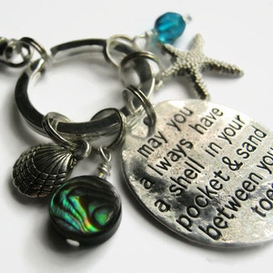 Beach Charm Keychain, Sand in Toes Zipper Pull , Antiqued SILVER, Boho ...