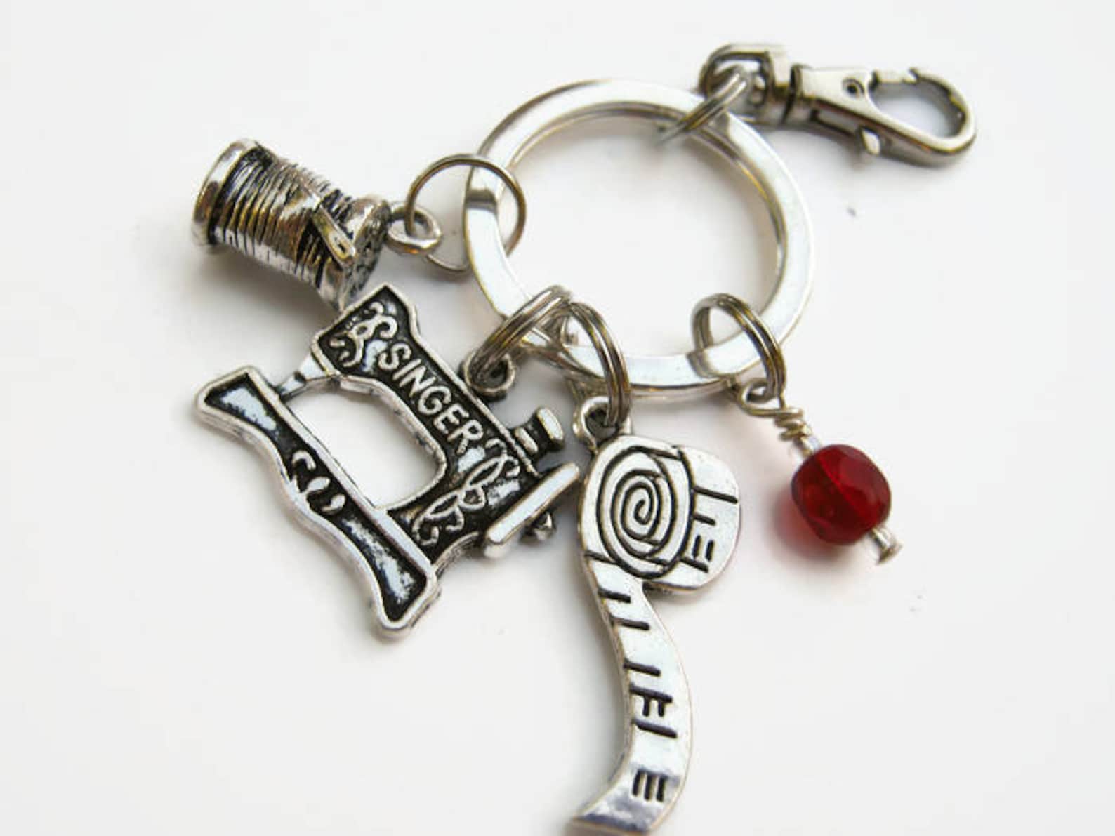 Personalized Seamstress Keychain, Sewing Zipper Pull, Sewing Accessory ...