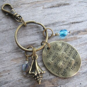 Beach Charm Keychain, Sand in Toes Zipper Pull , BRONZE, Boho Abalone ...