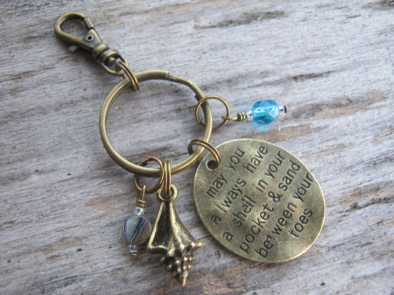 Beach Charm Keychain Sand in Toes Zipper Pull BRONZE Boho - Etsy