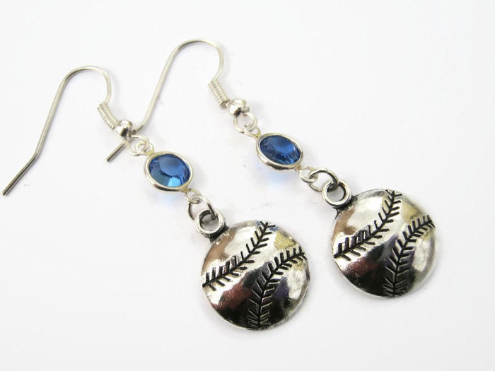 Baseball Birthstone Earrings, Personalized Softball Earrings, Pitcher ...