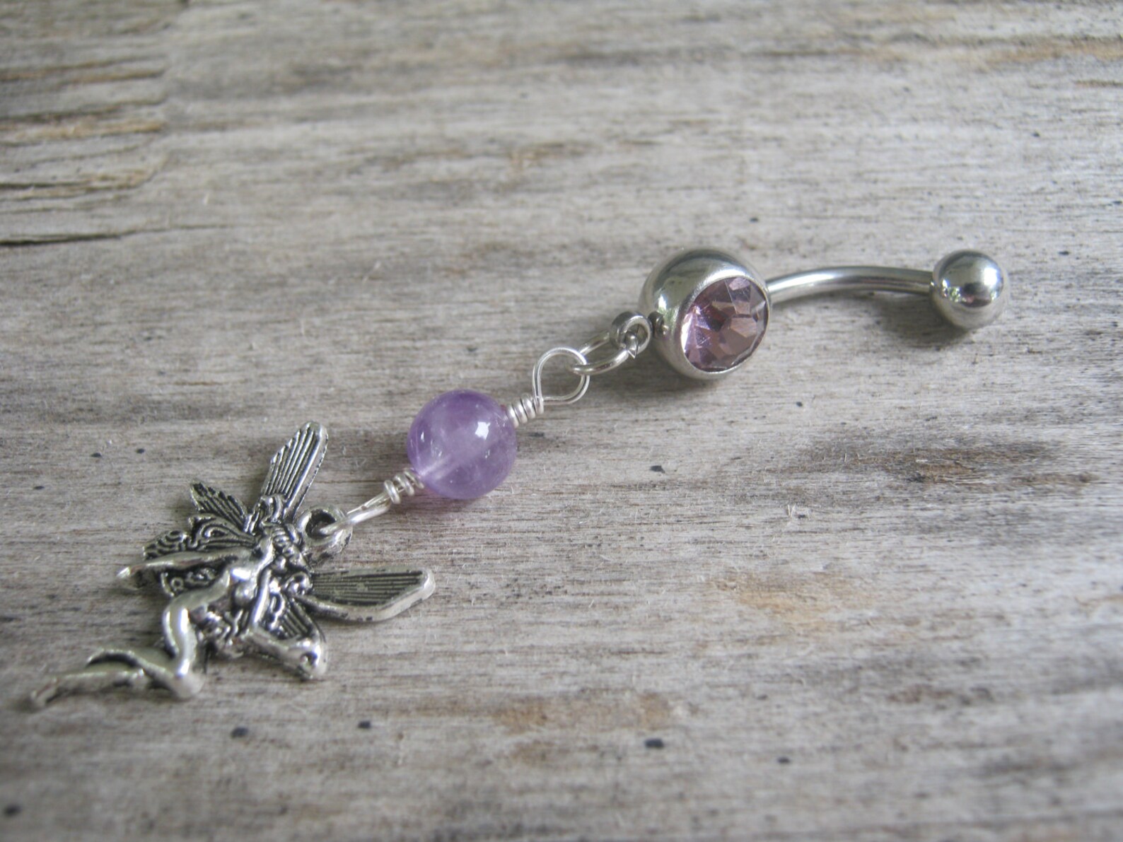 Fairy Belly Ring, Amethyst Belly Button Ring, Woodland Navel Piercing ...