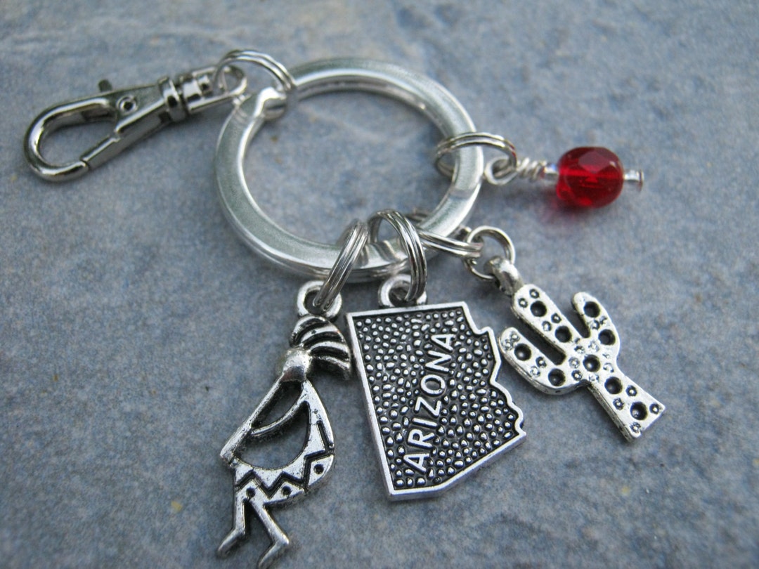 Personalized Arizona Keychain, US State Map Zipper Pull, Cactus ...