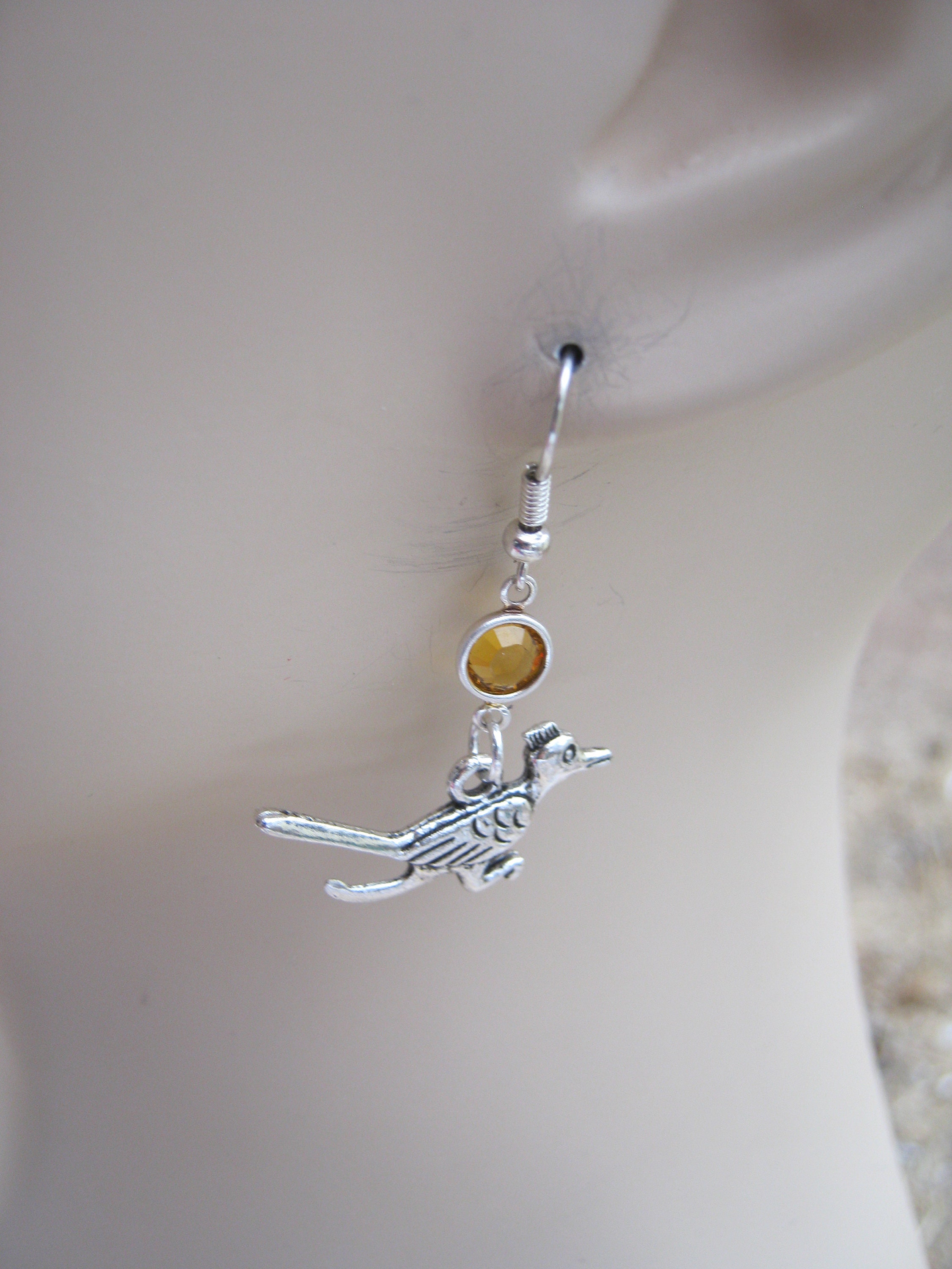 Roadrunner Birthstone Earrings, Personalized Bird Earrings ...