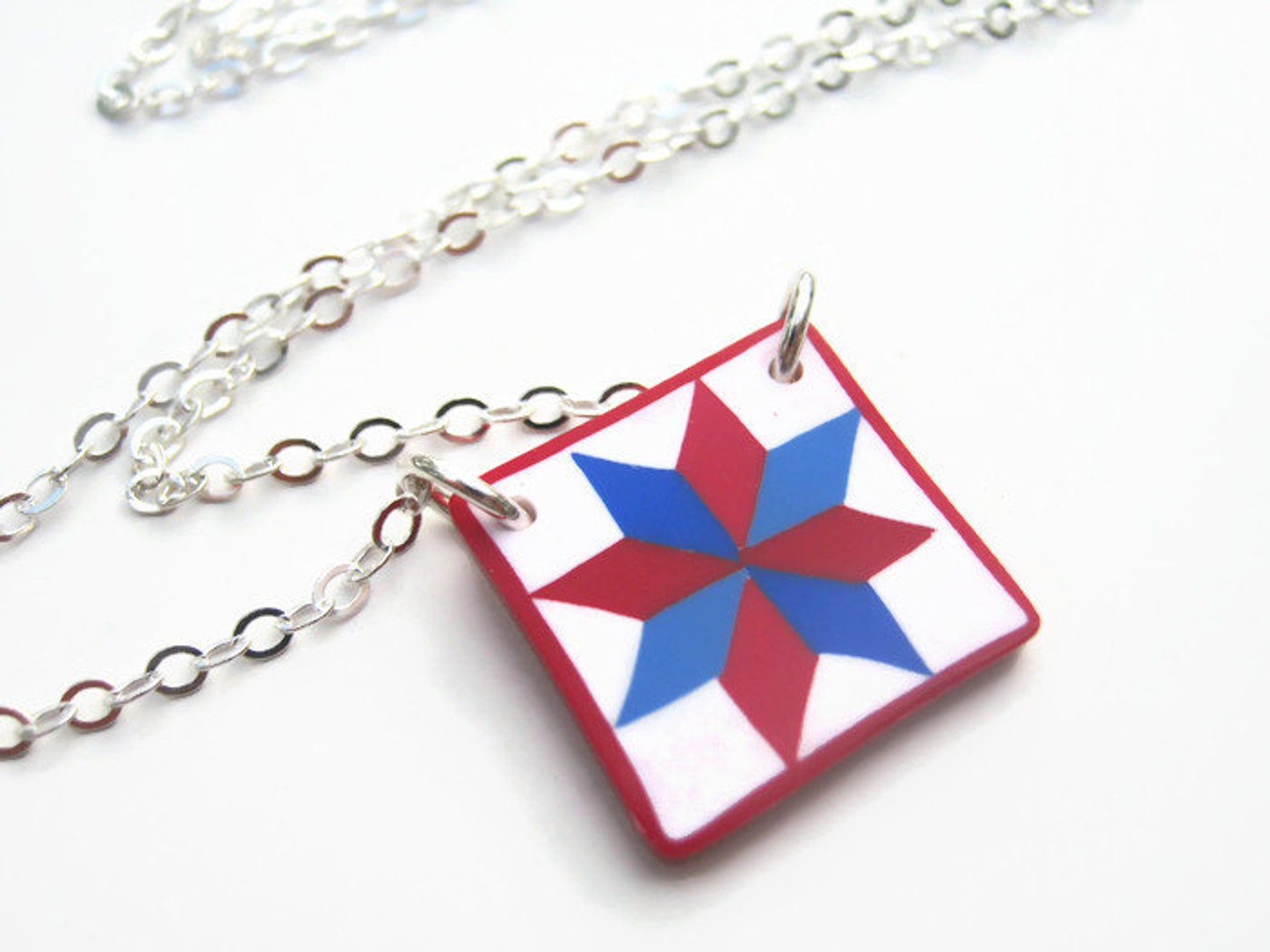 Valor Quilt Block Necklace & Earrings Set .925 Sterling - Etsy