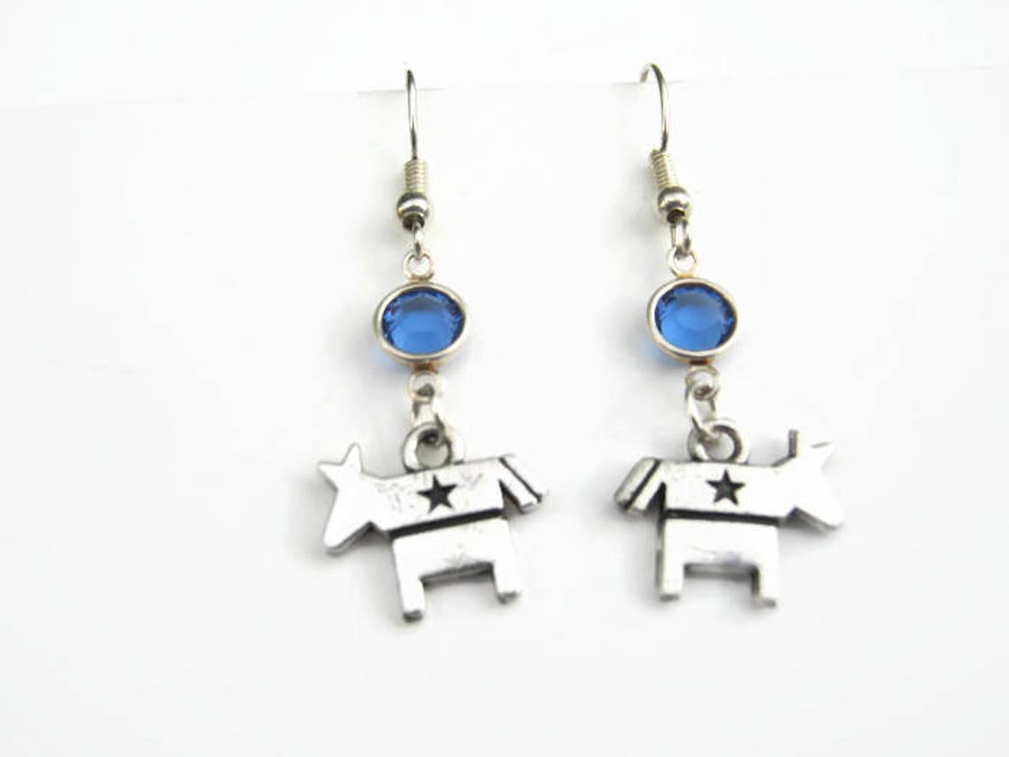 Democrat Birthstone Earrings, Peronalized Donkey Earrings, Political ...