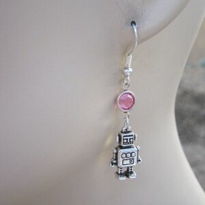 Robot Birthstone Earrings, Personalized Robotic Machine Earrings ...