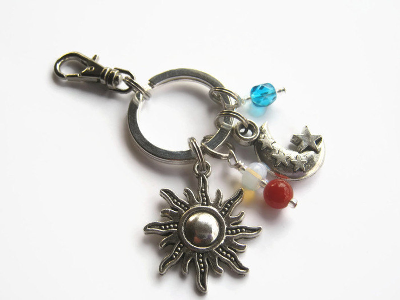 Sun & Moon Keychain SILVER or BRONZE Personalized Moon and - Etsy