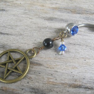 Pick One Pentacle Belly Ring, BRONZE Agate Belly Button Ring ...