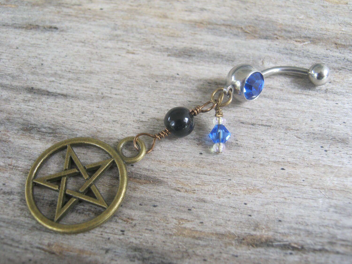 Pick One Pentacle Belly Ring, BRONZE Agate Belly Button Ring ...