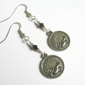Personalized Capricorn Earrings, Garnet or Turquoise Earrings ...
