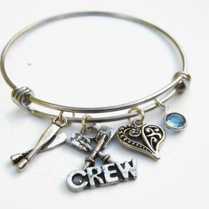 Personalized Crew Bracelet, Expandable Bangle Bracelet, Rowing Team ...