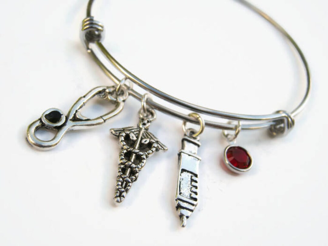 Personalized Doctor Bracelet, Expandable Bangle Bracelet, Stainless ...