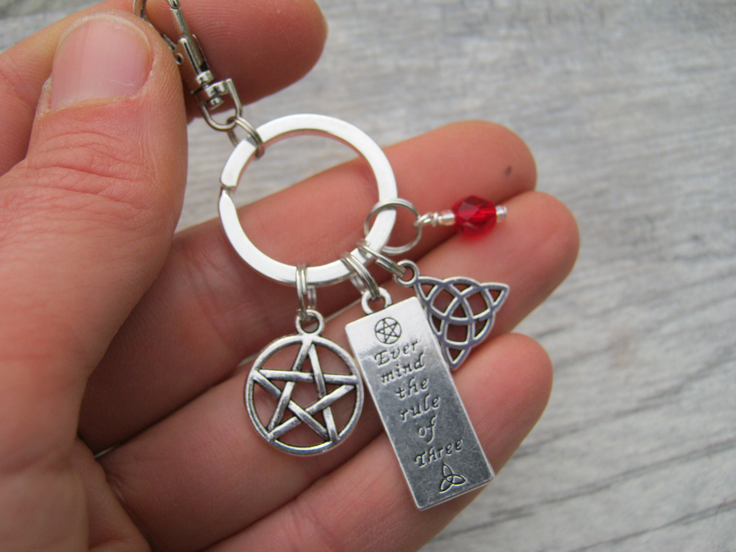 Rule of Three Keychain, Personalized Wiccan Zipper Pull, Witch ...