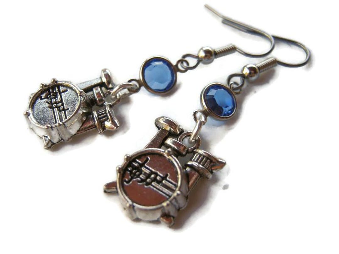 Drum Kit Birthstone Earrings, Personalized Music Earrings, Musician ...