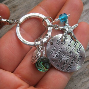 Beach Charm Keychain, Sand in Toes Zipper Pull , Antiqued SILVER, Boho ...